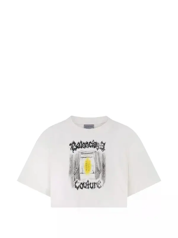 Balenciaga Salon De Couture Cropped T-shirt - White