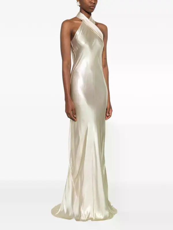 Galvan Pandora Halterneck Maxi Dress - Neutrals
