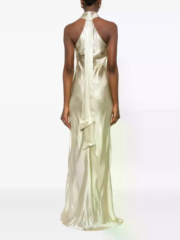 Galvan Pandora Halterneck Maxi Dress - Neutrals
