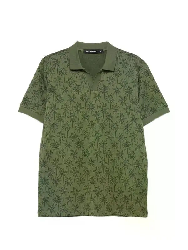 Karl Lagerfeld Palm-print Polo Shirt - Green