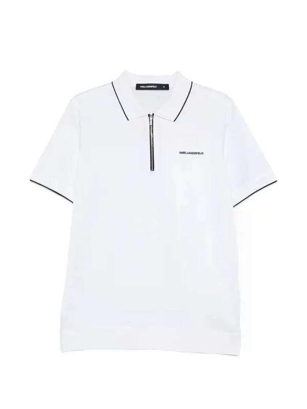 Karl Lagerfeld Zip-front Polo Shirt - White