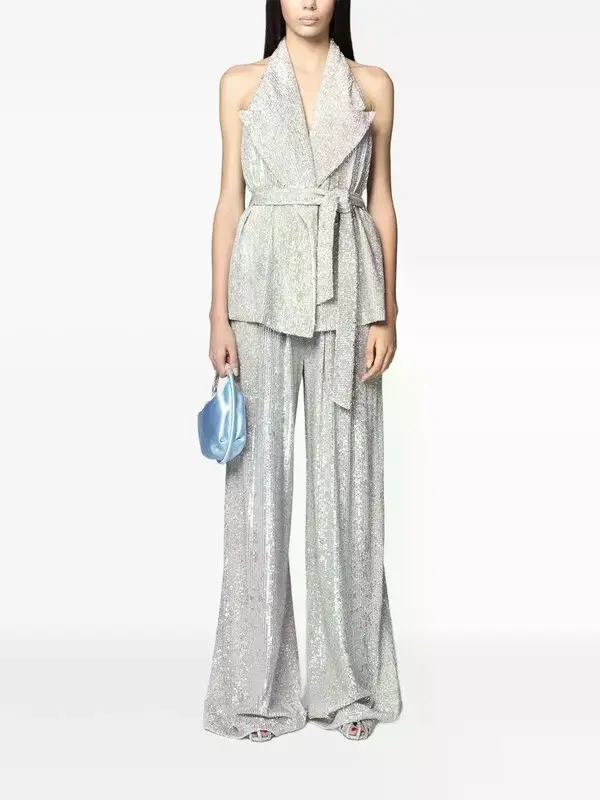 TWENTY FOURHAITCH Arizona Sequined Palazzo Pants - Silver