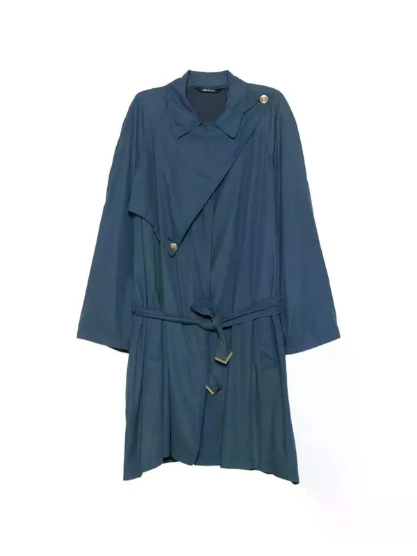 Versace 1980s Belted Raincoat - Blue