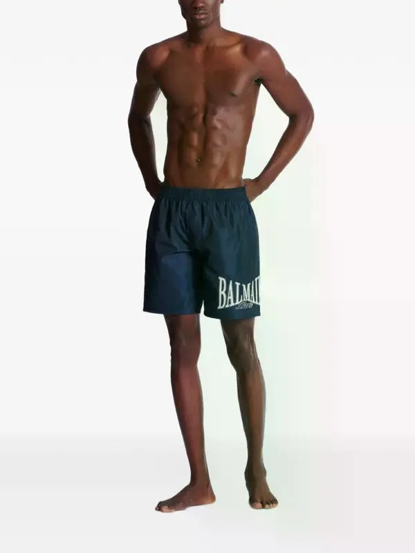 Balmain Logo Swim Shorts - Blue