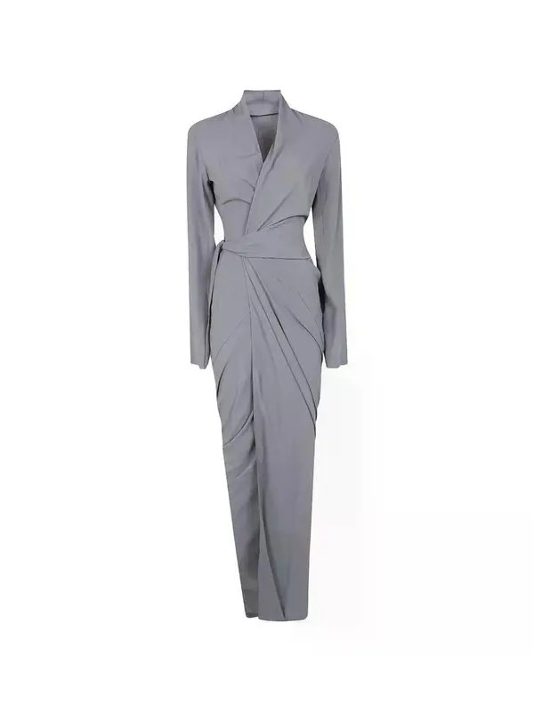 Rick Owens Belted Long-sleeve Maxi Dress - Grey
