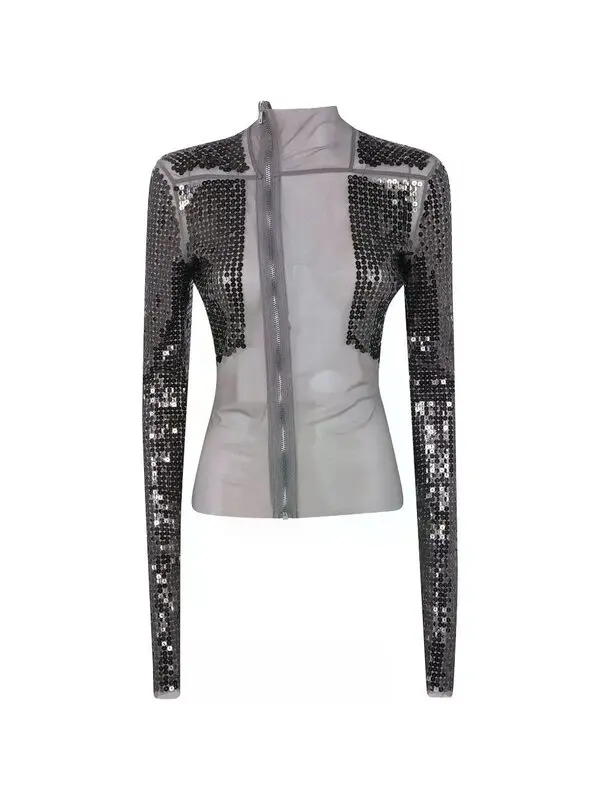 Rick Owens Sequin-embellished Zip-up Jacket - Grey