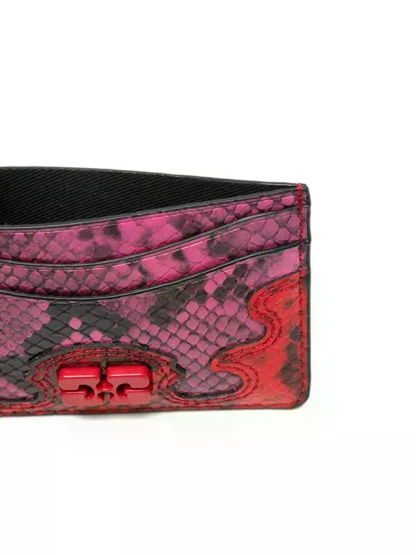GANNI Snake-effect Logo Cardholder