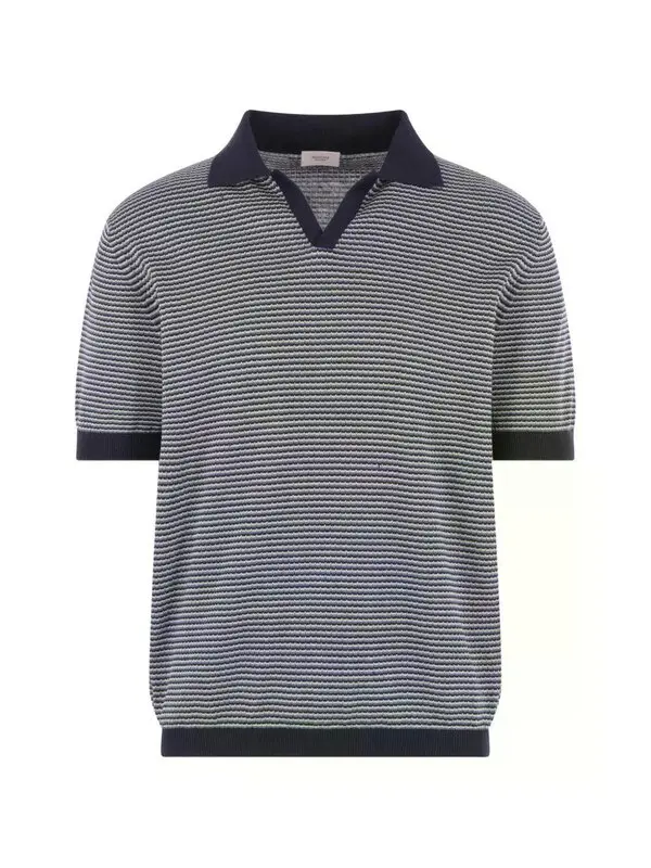 Agnona Striped V-neck T-shirt - Blue
