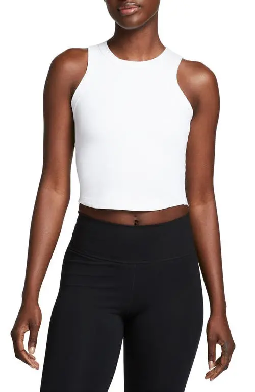 Nike One Fitted Dri-fit Cropped Tank Top - 100 100 White/black