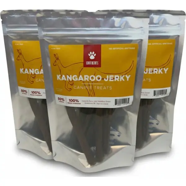SCOUT & ZOE'S Kangaroo Jerky, 3 Packs, 4oz Bags, Dog Treats - Multicolored