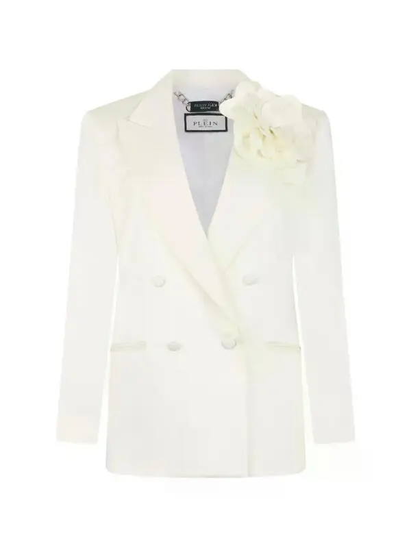 Philipp Plein Double-breasted Flower-embellished Blazer