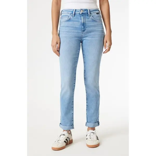 MAVI Kathleen Mid Rise Slim Boyfriend Jeans - Light Blue Feather Blue
