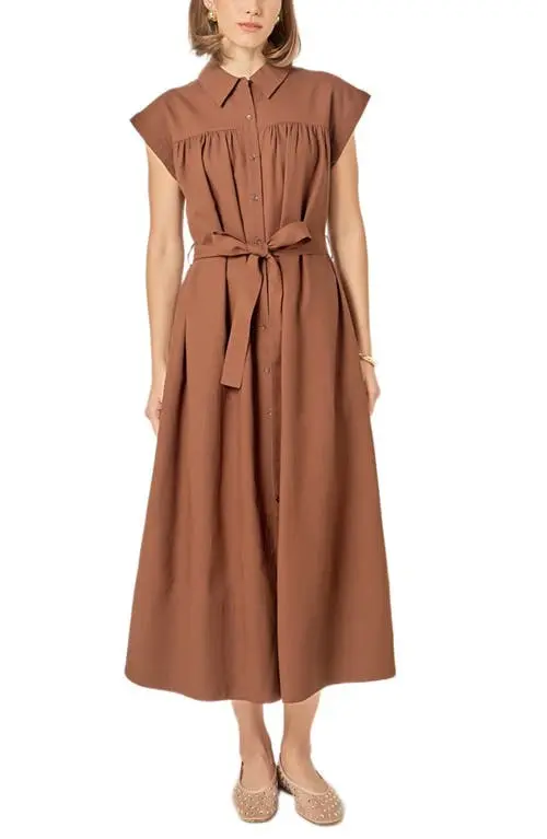 English Factory Belted Short Sleeve Shirtdress