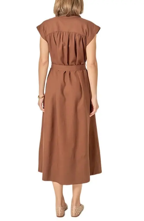 English Factory Belted Short Sleeve Shirtdress