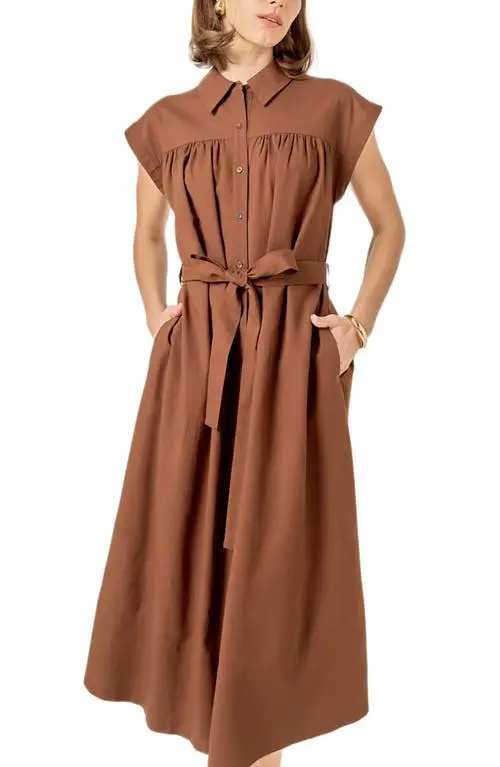 English Factory Belted Short Sleeve Shirtdress