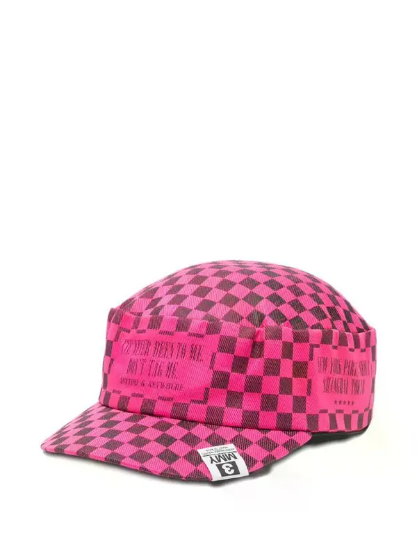 Mihara Yasuhiro Check-pattern Cap - Pink