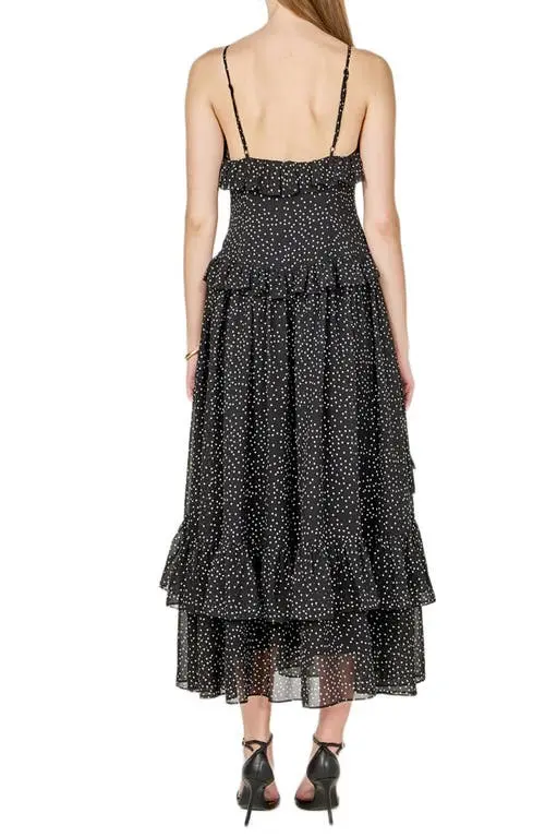 Endless Rose Dot Ruffle Sleeveless Maxi Dress