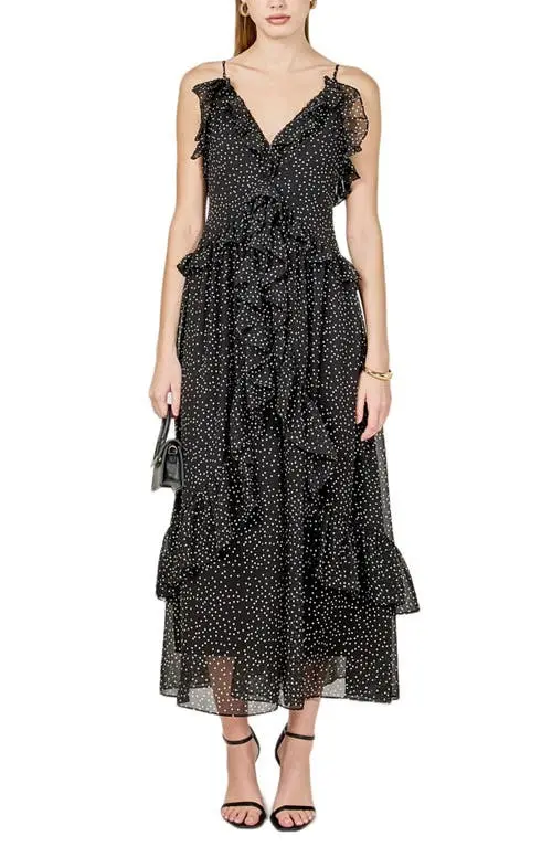 Endless Rose Dot Ruffle Sleeveless Maxi Dress