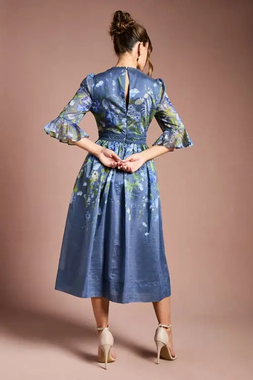 Coast Placement Print Organza Midi Dress