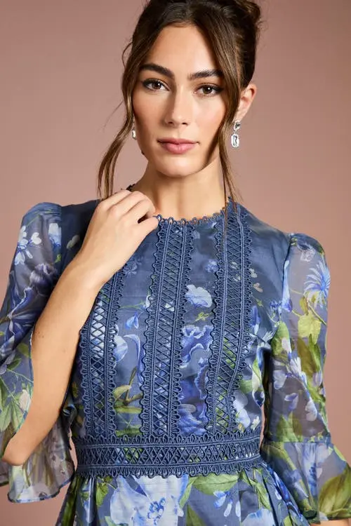 Coast Placement Print Organza Midi Dress