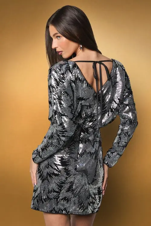 Coast Floral Sequin Batwing Mini Dress