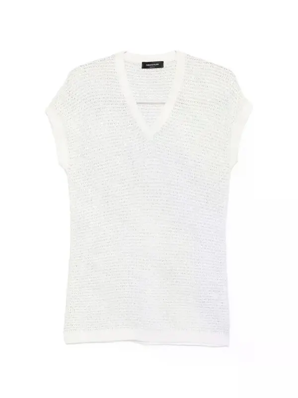 Fabiana Filippi Open-knit Sparkle T-shirt - White