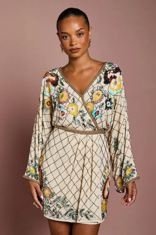 Coast Petite Embellished Wrap Mini Dress