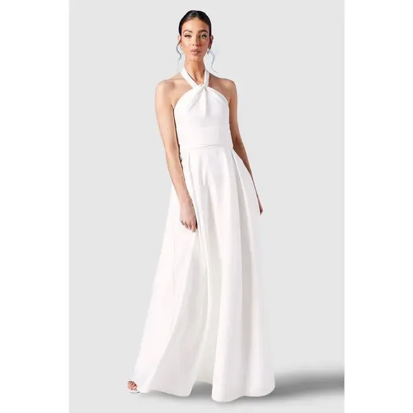 Coast Satin Halterneck Maxi Dress With Bow Detail - Ivory