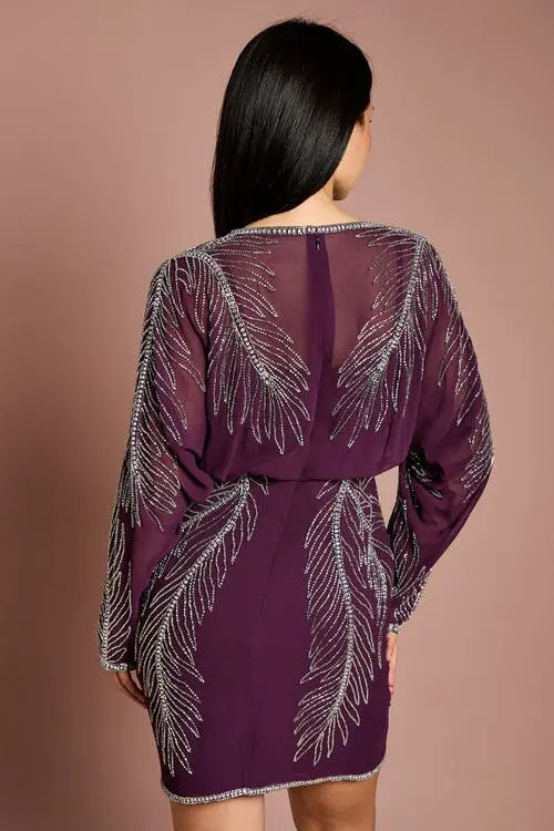 Coast Petite Feather Embellished Mini Dress - Red