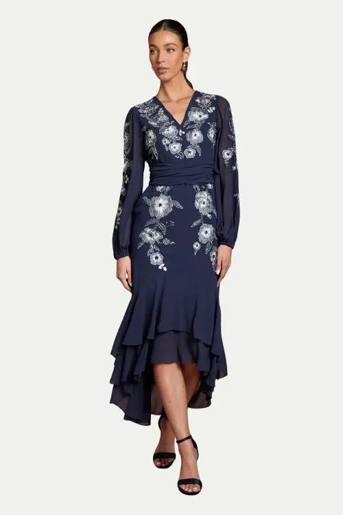 Coast Embellished High-low Maxi Dress - Navy