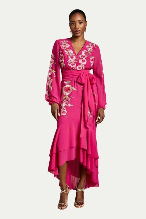 Coast Embellished High-low Maxi Dress - Raspberry