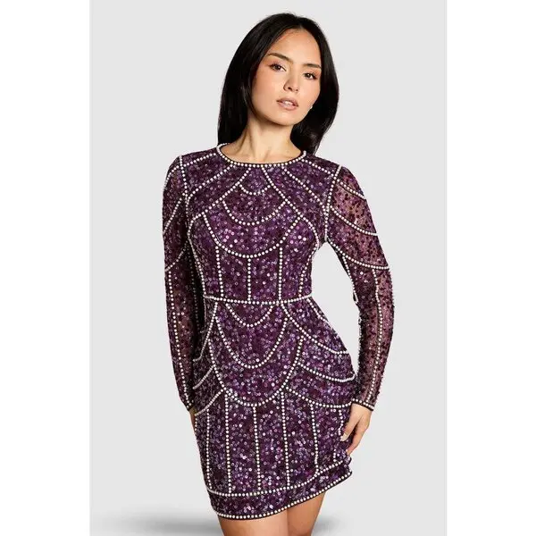 Coast Petite Embellished Mini Dress - Fig