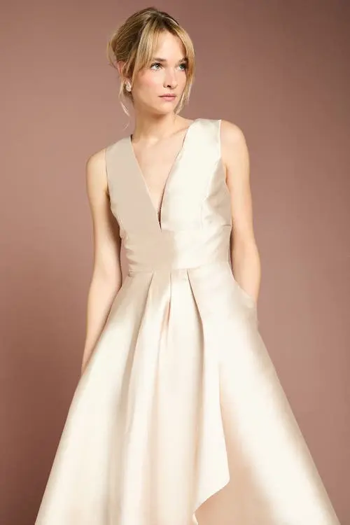 Coast Plunge Waterfall Maxi Dress - Champagne