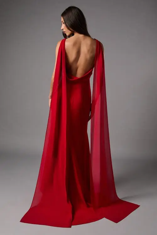 Coast Cowl Back Crepe Maxi Dress
