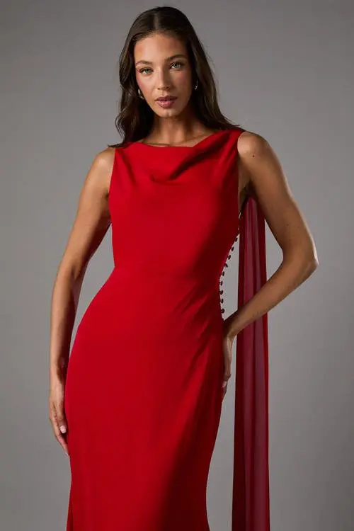 Coast Cowl Back Crepe Maxi Dress