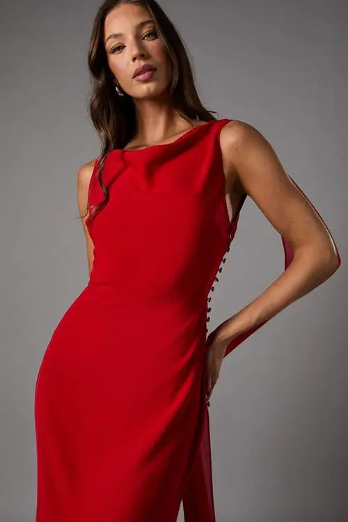 Coast Cowl Back Crepe Maxi Dress