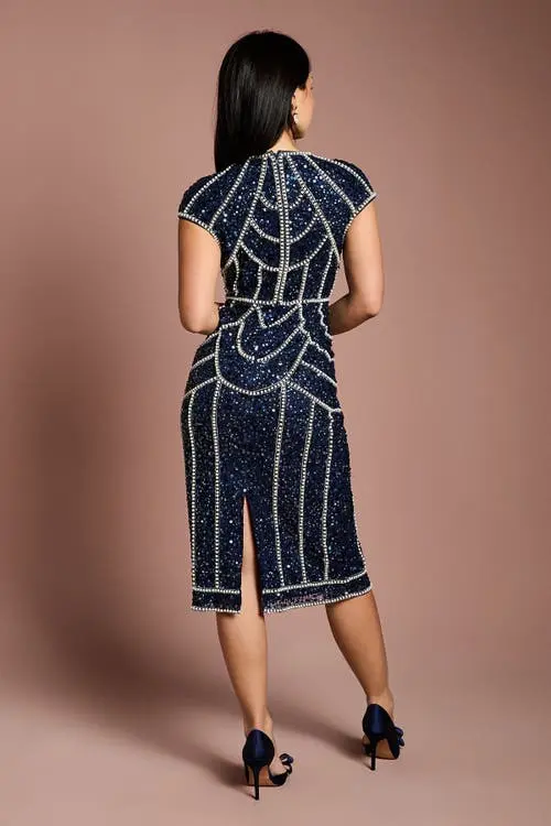 Coast Petite Embellished Geometric Midi Dress