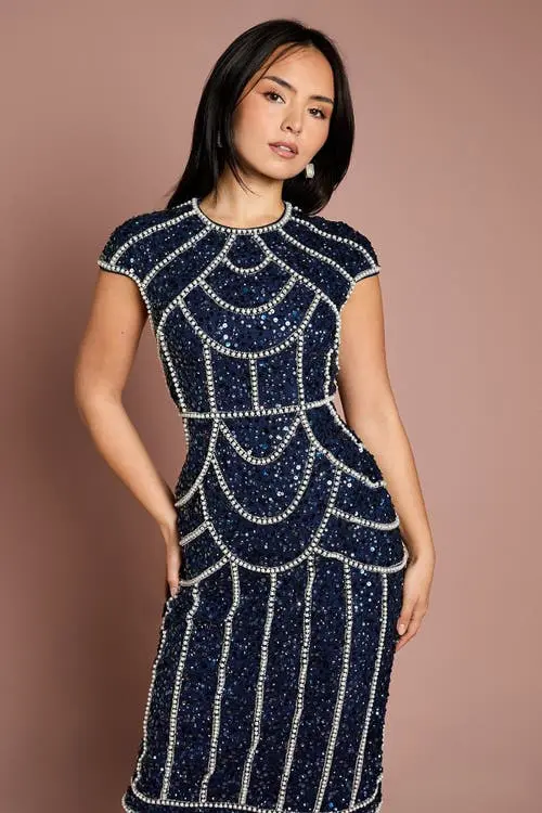 Coast Petite Embellished Geometric Midi Dress