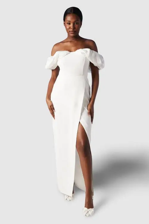 Coast Off-shoulder Column Gown - Ivory