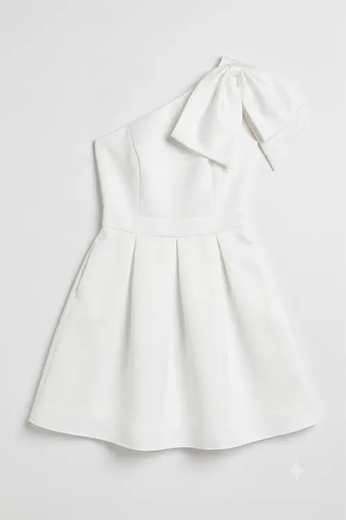 Coast One Shoulder Bow Bridal Mini Dress