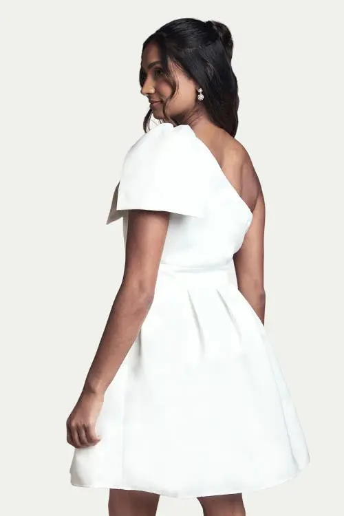 Coast One Shoulder Bow Bridal Mini Dress