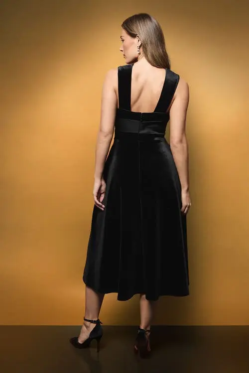 Coast Halterneck Bow Velvet Midi Dress