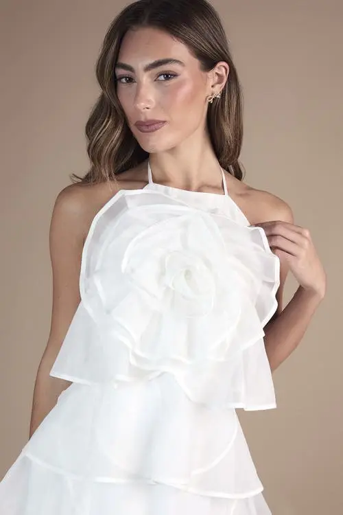 Coast Corsage Halter Bridal Mini Dress