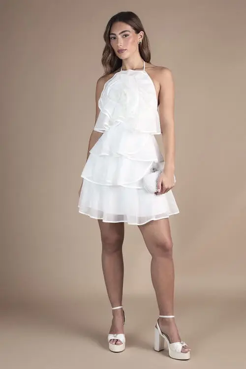 Coast Corsage Halter Bridal Mini Dress