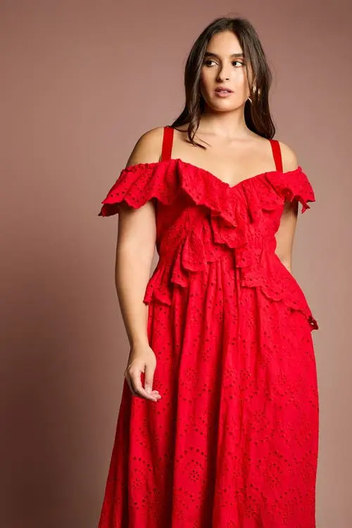 Coast Plus Broderie Midi Dress