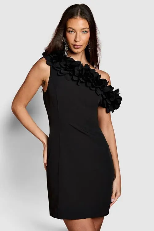 Coast 3d Floral One Shoulder Mini Dress - Black