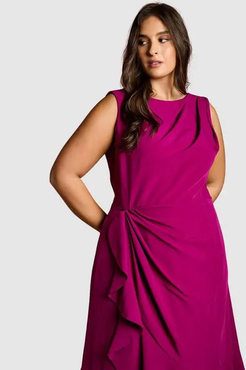 Coast Crepe Ruffle Midi Dress - Berry