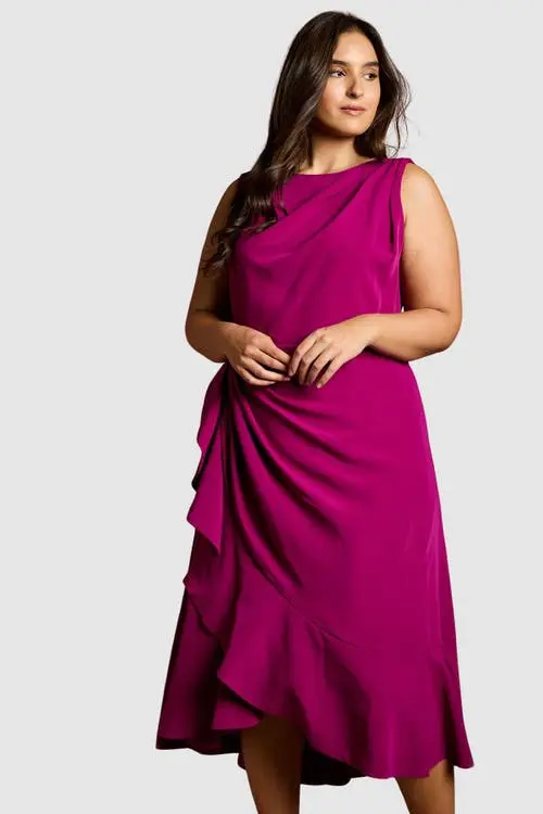 Coast Crepe Ruffle Midi Dress
