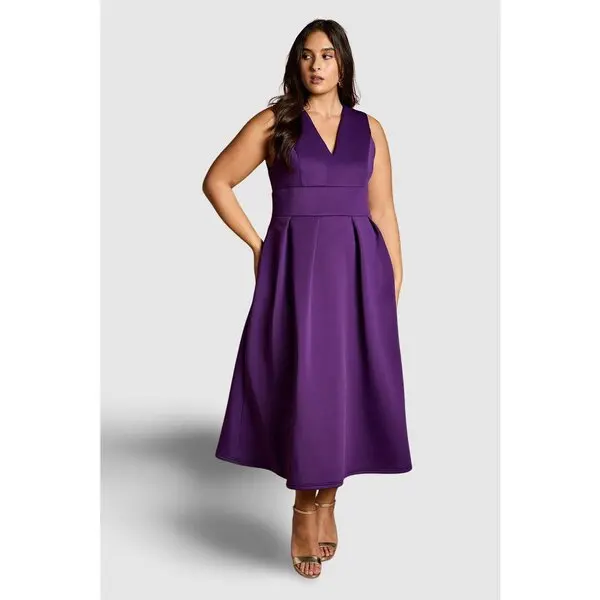 Coast Plus V-neck Plunge Midi Dress - Purple