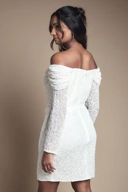 Coast Bardot Long Sleeve Sequin Mini Dress